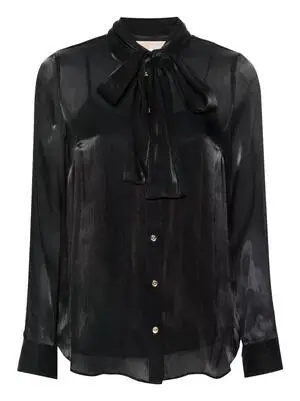 Michael Kors Crinkled Pussy-bow Shirt - Black
