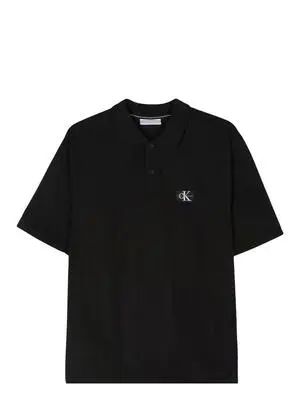 Calvin Klein Logo-patch Check-pattern Polo Shirt - Black