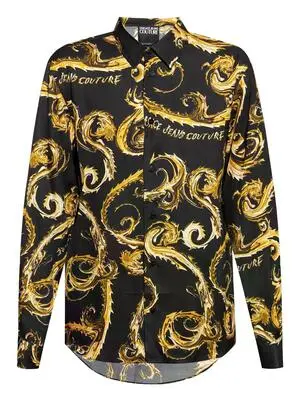Versace Watercolor Couture-print Shirt - Black