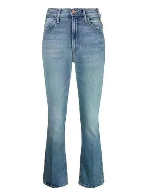 MOTHER Cropped High-rise Flare Jeans - Blue