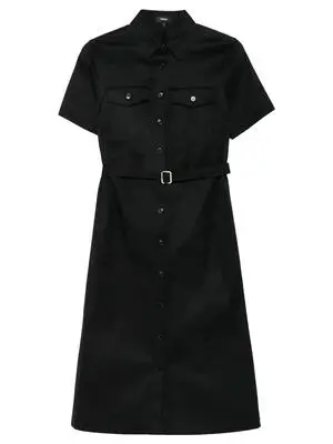 Theory Twill-weave Midi Dress - Black