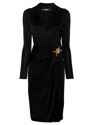 Versace Medusa-plaque Jersey Midi Dress - Black