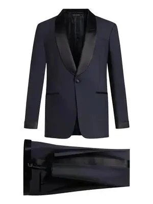 TOM FORD Satin-trim Suit - Blue