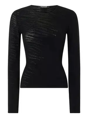 Roberto Cavalli Perforated Long-sleeve Top - Black