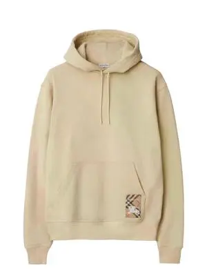 Burberry Check-pattern Patch Cotton Hoodie - Neutrals