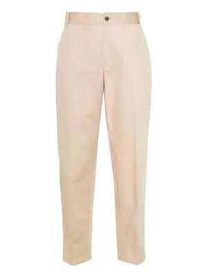 Maison Kitsuné Logo-embroidered Cotton Trousers - Neutrals