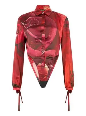 Roberto Cavalli Abstract-print Bodysuit - Red
