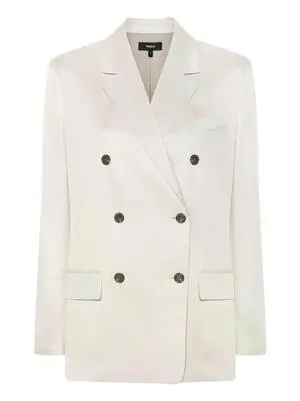 Theory Notched-lapels Double-breasted Blazer - Neutrals