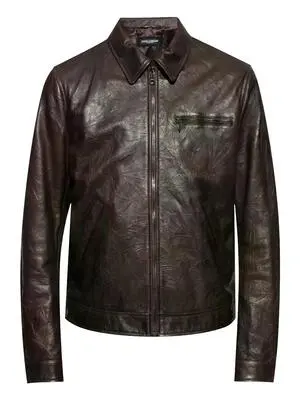 Dolce & Gabbana Zipped Leather Jacket - Brown