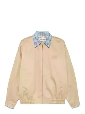 Miu Miu Logo-embroidered Bomber Jacket - Neutrals