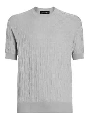 Dolce & Gabbana Textured-knit Short-sleeve T-shirt - Grey