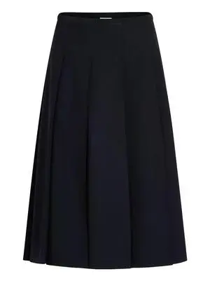 PATOU Pleated Twill Midi Skirt - Blue