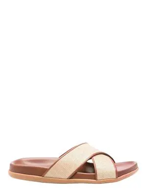 ANCIENT GREEK SANDALS Thais Basket-weave Slides - Neutrals
