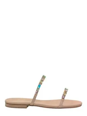 EMANUELA CARUSO CAPRI Crystal Embellished Slip-on Sandals - Neutrals