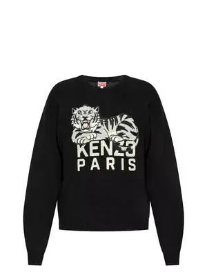 Kenzo Logo-embroidered Cotton Sweatshirt - Black