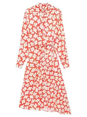MSGM Floral-print Midi Dress - Orange