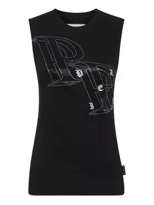 Philipp Plein Crystal-embellished Logo-print Tank Top - Black
