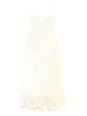 Zimmermann Floral-embroidered Dress - Neutrals