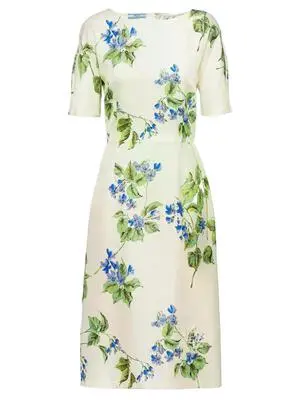 Prada Floral-print Twill Dress - Neutrals