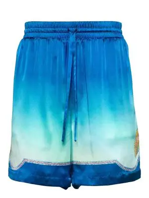 Casablanca Coquillage Coloré Silk Shorts Blue