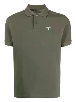Barbour Tartan-trim Embroidered-logo Polo Shirt - Green