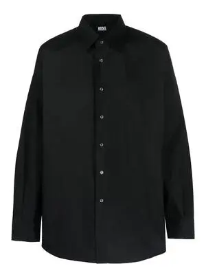 DIESEL® Embroidered-logo Detail Shirt - Black