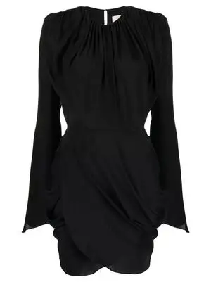 Matériel Wraparound Silk Mini Dress - Black
