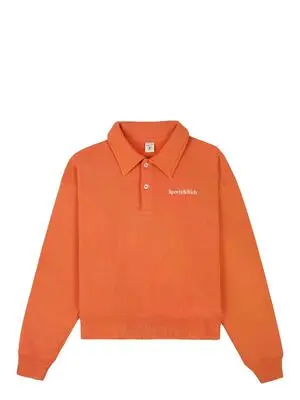 SPORTY & RICH Serif Cotton Polo Top - Orange