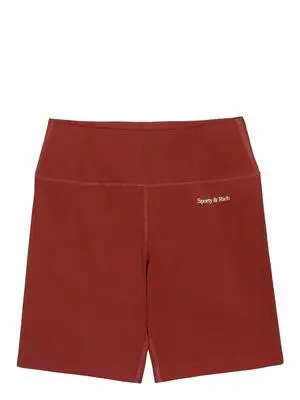 SPORTY & RICH Logo-print Elasticated-waistband Biker Shorts - Red