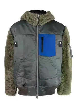 Sacai Colour-block Zip-up Hooded Jacket - Grey