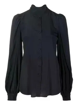 Wandering Stand-up Collar Blouse - Black