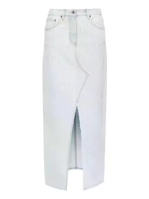 MSGM Distressed Maxi Skirt - Blue