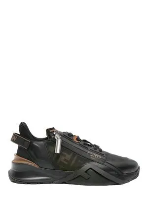 Fendi Flow FF-Jacquard Leather Sneakers Black