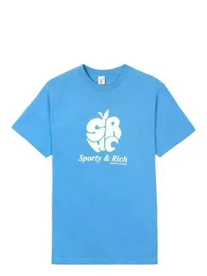 SPORTY & RICH Cotton Jersey Knit T-shirt - Blue