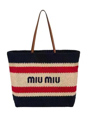 Miu Miu Logo-Print Tote Bag Neutrals
