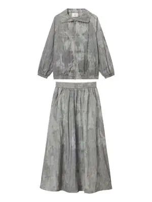 B+AB Distressed-finish A-line Skirt - Grey