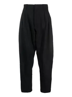 QUIRA Pleat-detailing Wool Tapered Trousers - Black