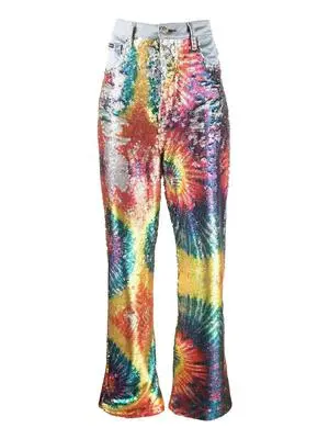 Philipp Plein Tie-dye Print Sequin Embellished Jeans - Blue
