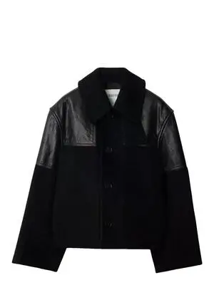 Burberry Panelled Leather-wool Jacket - Black