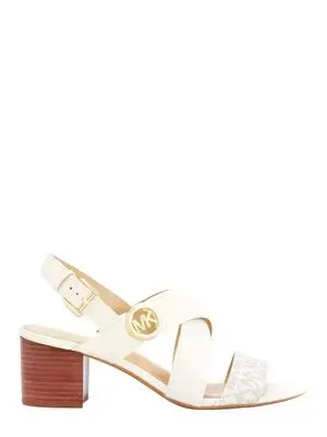 Michael Kors Vera Logo-plaque Leather Sandals - Neutrals
