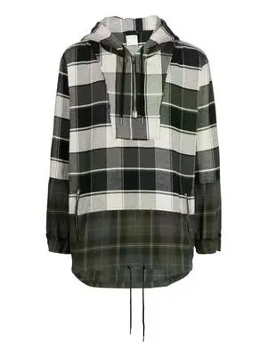Alchemist Check-print Long-sleeve Hoodie - Black