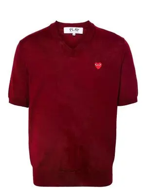 Play Comme Des Garcon Heart-patch Wool Jumper - Red