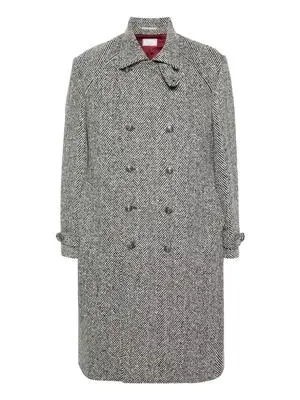 BRUNELLO CUCINELLI Herringbone-Pattern Double-Breasted Coat