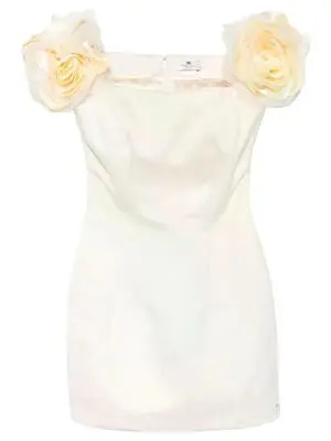 Elisabetta Franchi Floral-appliqué Satin Mini Dress - Neutrals