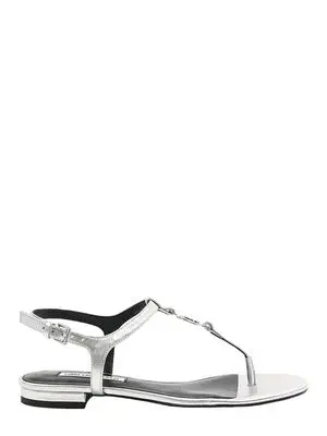Karl Lagerfeld Logo-appliqué Thong Sandals - Silver