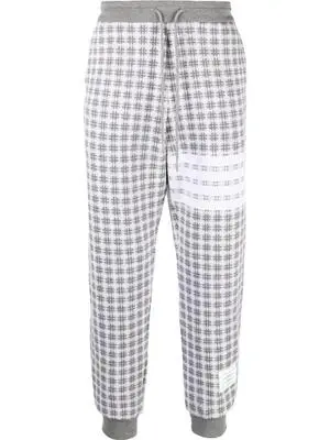 Thom Browne Checked Jacquard Track Pants - Grey