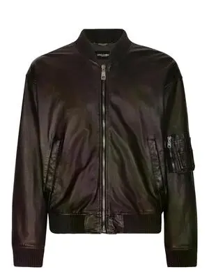Dolce & Gabbana Lambskin Bomber Jacket - Brown