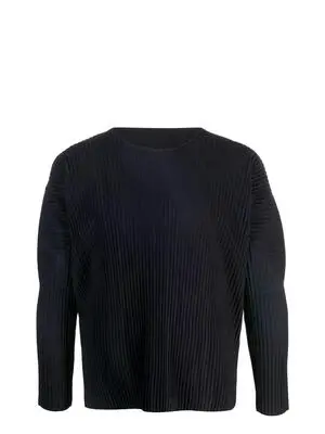 Issey Miyake Plissé-effect Long-sleeve T-shirt - Blue