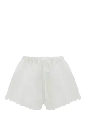 Victoria Beckham Embroidered Drawstring-waist Shorts - White