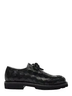 SCAROSSO Damiano Leather Derby Shoes - Black